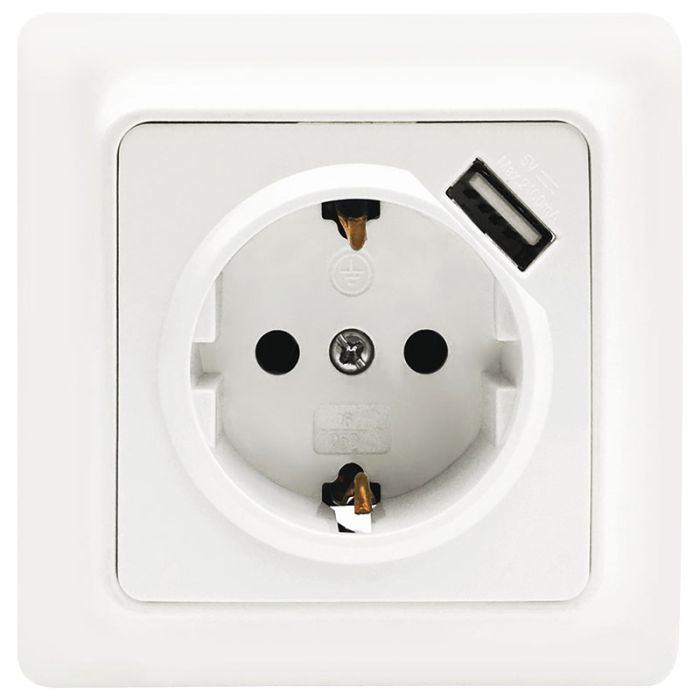 STIKKONTAKT GAMMA 1-VEIS + 1 X USB MALMBERGS (P-6334051) | Byggmax